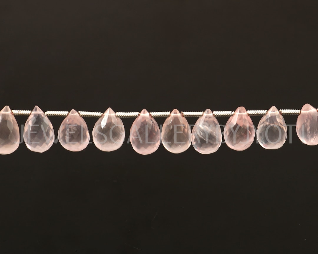8 Inches Nice Quality Brazil Rosequartz Faceted Drops, Rosequartz Drops ...