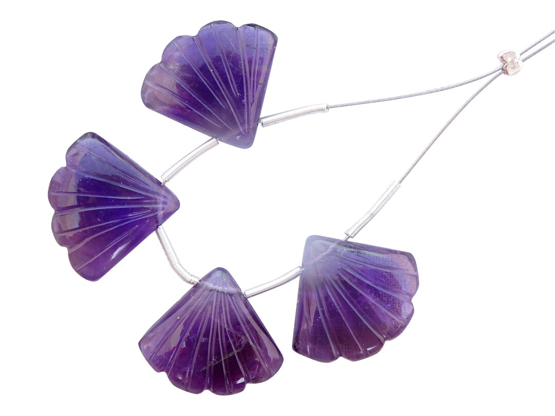 4 Pieces Excellent Quality African Amethyst Carved Briolettes, Amethyst ...