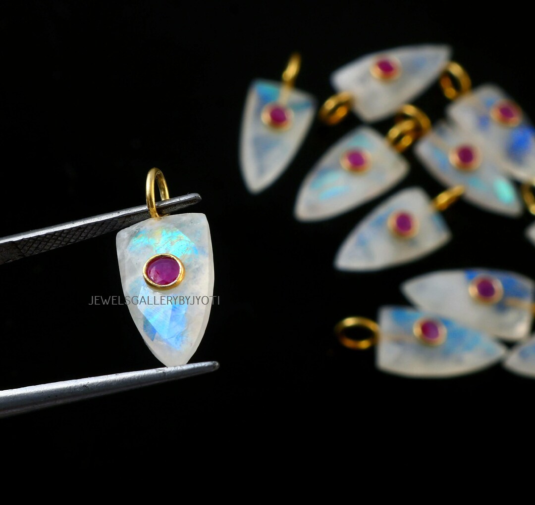 1/2 Pieces Rainbow Moonstone Fancy Arrowhead Shape Sterling Silver ...