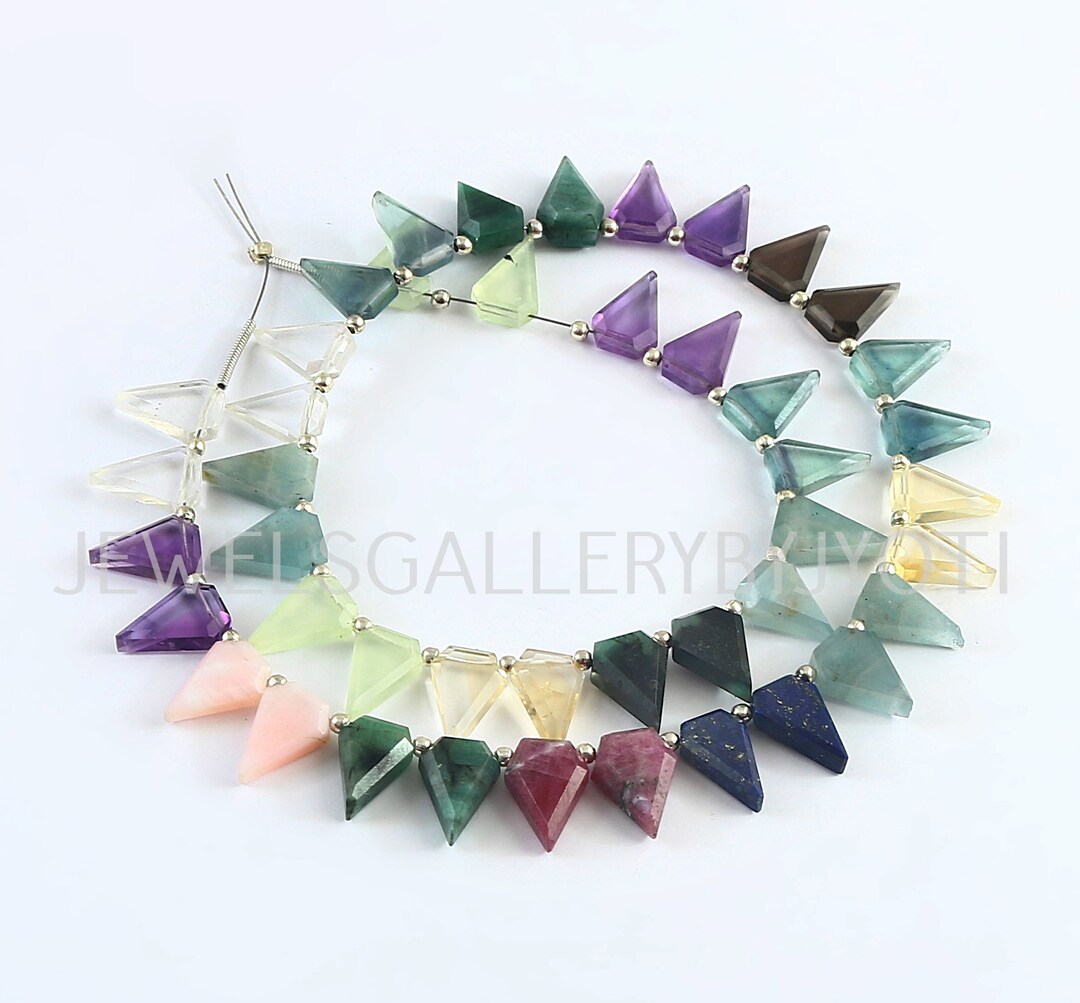 22 Pieces Nice Quality Multi Stone Faceted Pentagon Shape Flat ...