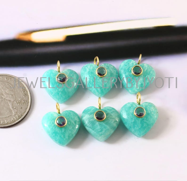 1/2 Pieces Peruvian Amazonite Smooth Heart Shape Sterling Silver ...