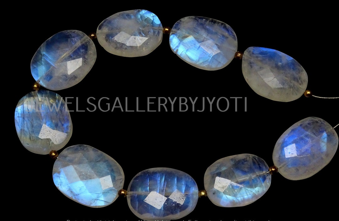 8 Pieces Excellent Quality Rainbow Moonstone Faceted Irregular Oval ...