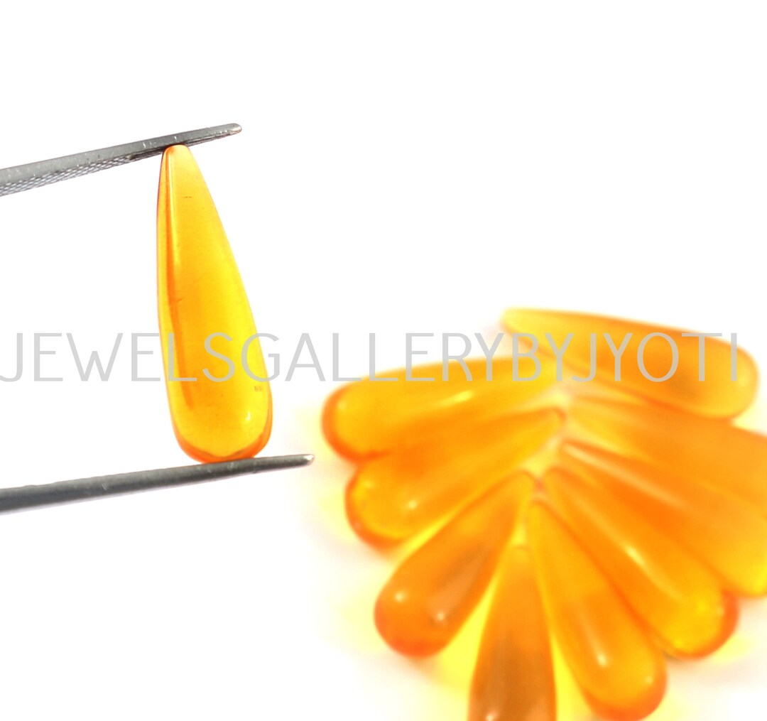 4 Pieces(2 Pairs) of Yellow Sapphire Hydro Quartz Smooth Long Drops ...
