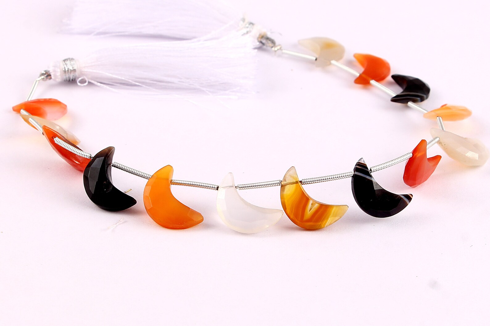 8 Inches Long Strand Banded Agate Faceted Crescent Moons Briolettes ...