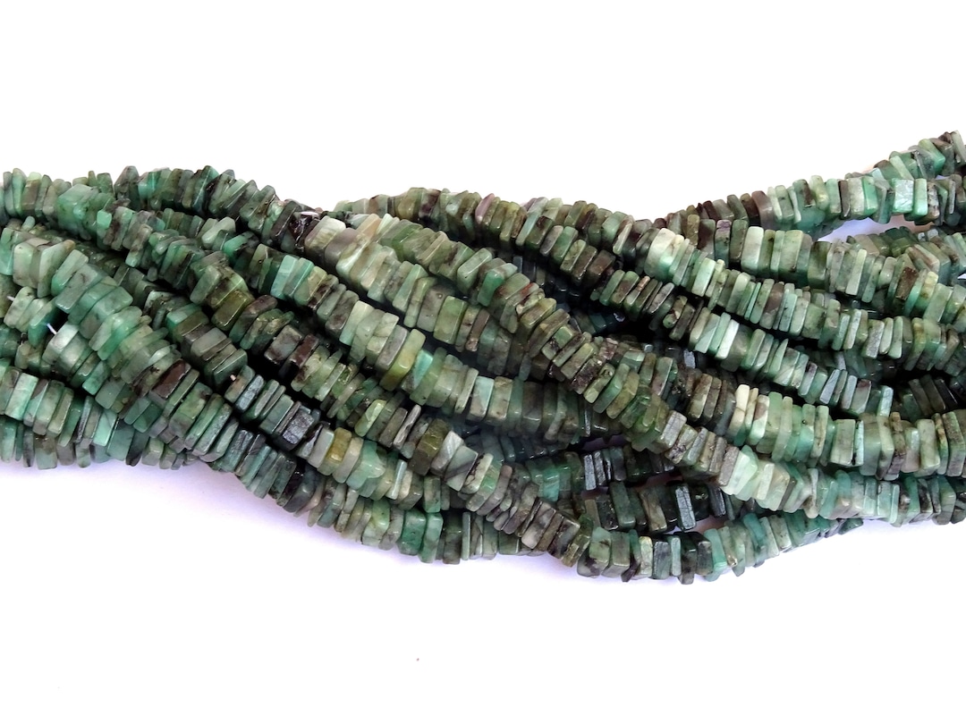 15 Inch Long Strand Emerald Smooth Flat Squares, Emerald Smooth Flat ...