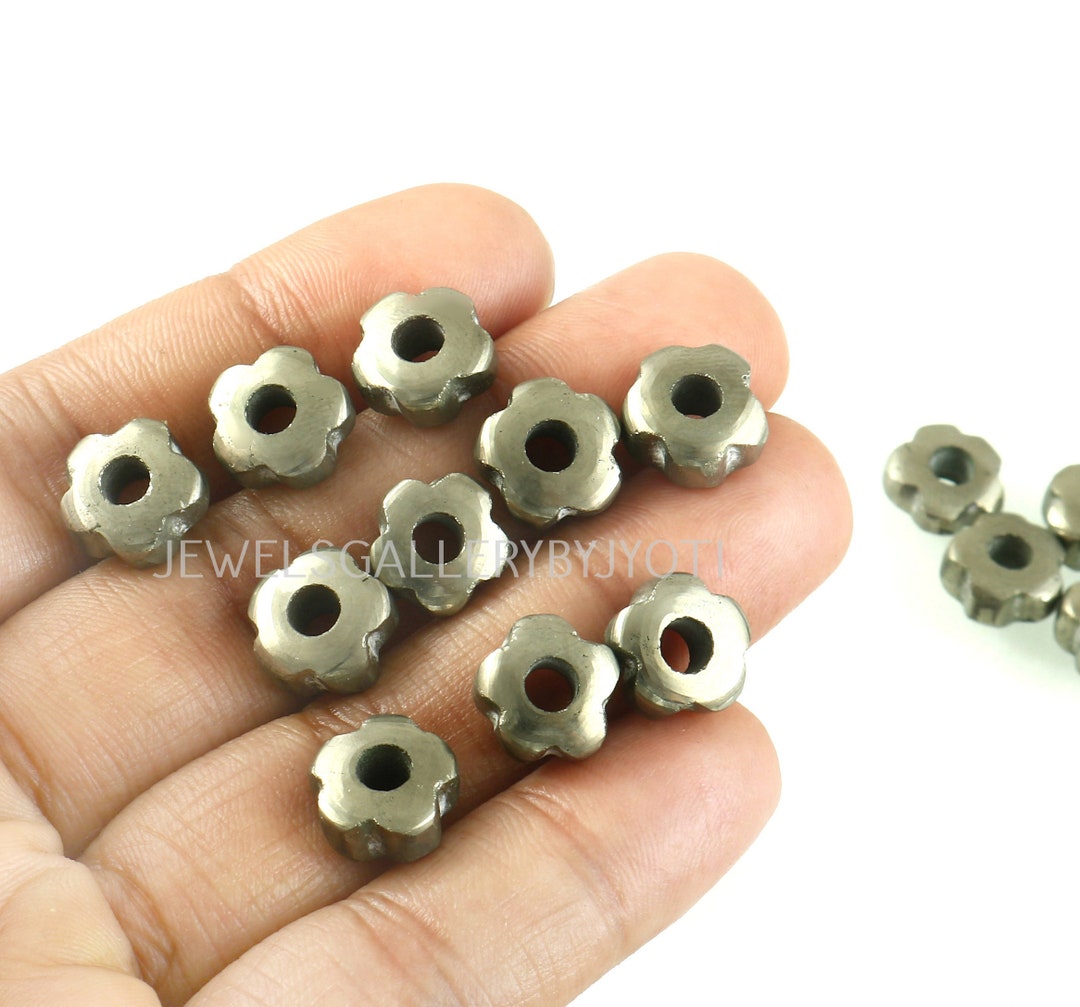 10 Pieces Nice Quality Pyrite Smooth Carved Flowers, Pyrite Fancy ...