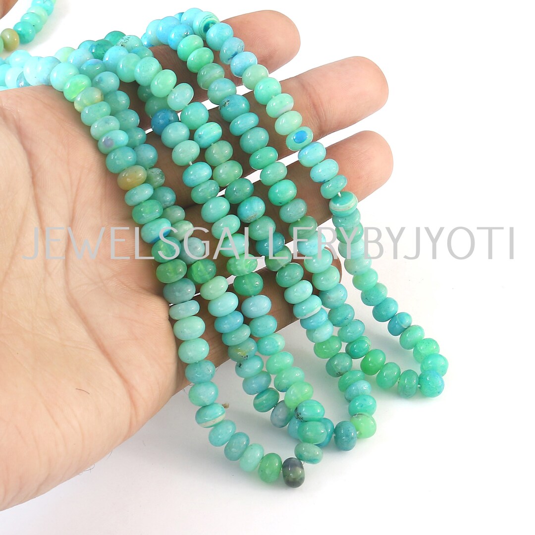 16" Beautiful Peruvian Blue Opal Smooth Rondelles, Candy Opal Smooth ...