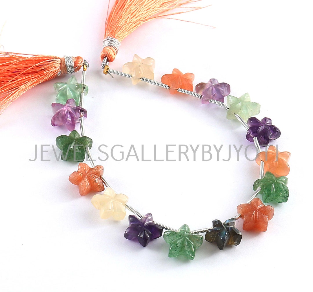 12 Pieces AAA Grade Multi Stones Fancy Carved Stars Briolettes, Multi ...