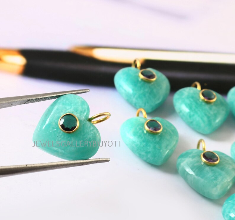 1/2 Pieces Peruvian Amazonite Smooth Heart Shape Sterling Silver ...