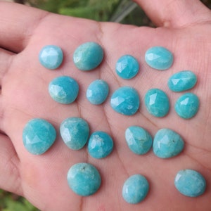 5 Pieces Natural Peruvian Amazonite Irregular Oval Shape Rosecuts ...
