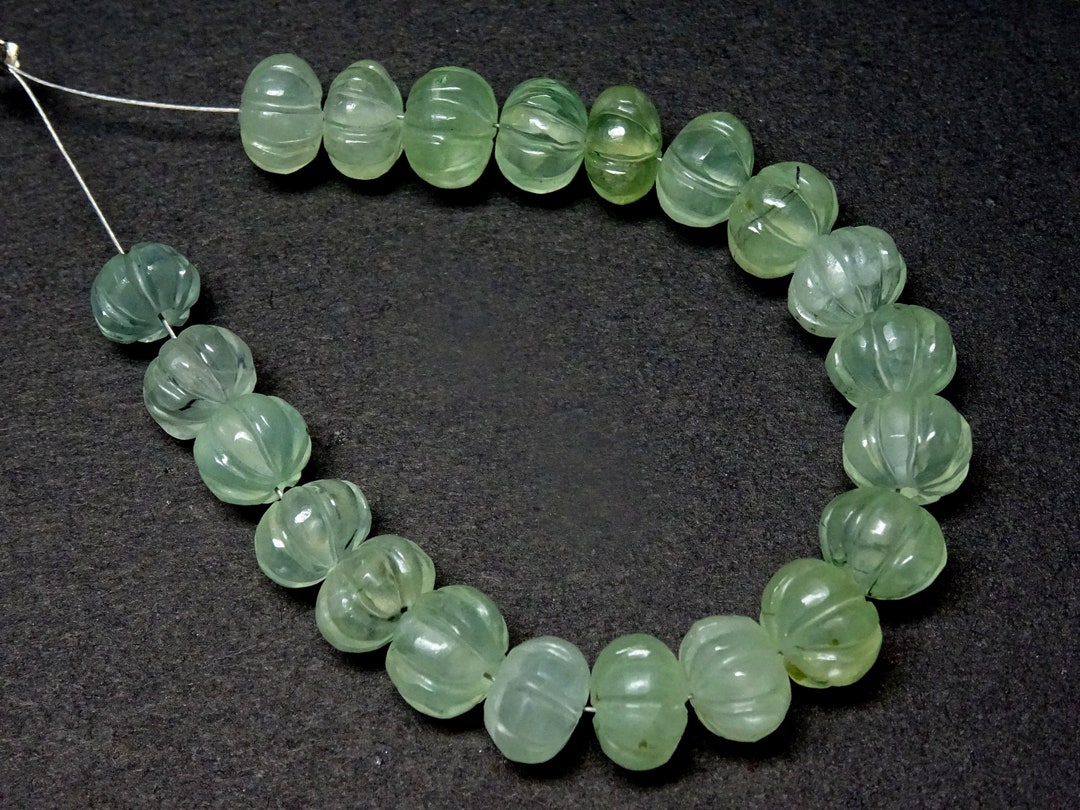 20 Pieces AAA Grade Prehnite Carved Melon Shape Rondelle Beads ...