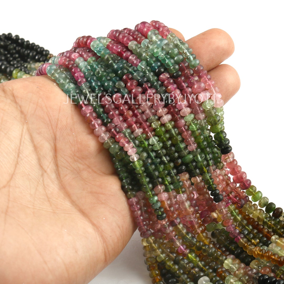 14" Strand Nice Quality Multi Color Tourmaline Smooth Rondelle Beads ...
