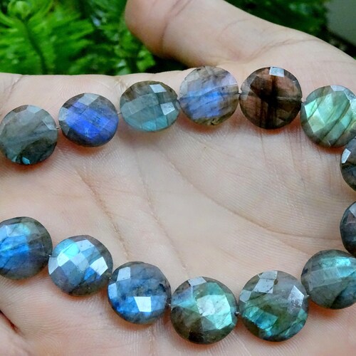 Bright Flashy Labradorite Faceted Coin Shape Beads - Etsy