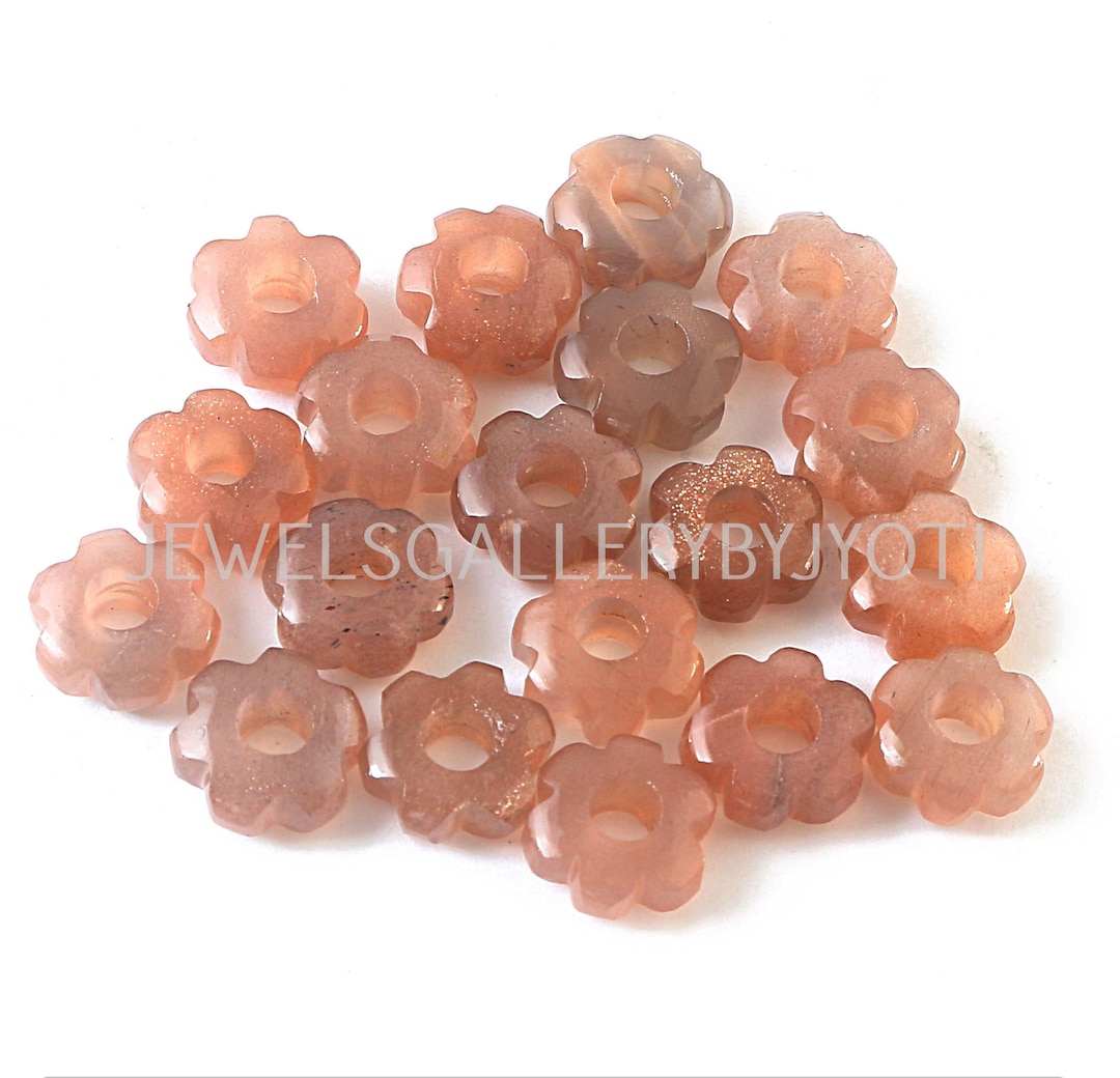 10 Pieces Nice Quality Chocolate Moonstone Smooth Carved Flowers ...