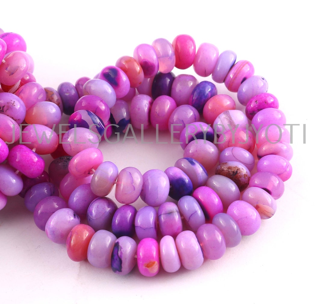 16 Inches Long Strand Hot Pink Opal Smooth Rondelles, Hot Pink Opal ...