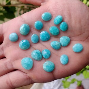 5 Pieces Natural Peruvian Amazonite Irregular Oval Shape Rosecuts ...