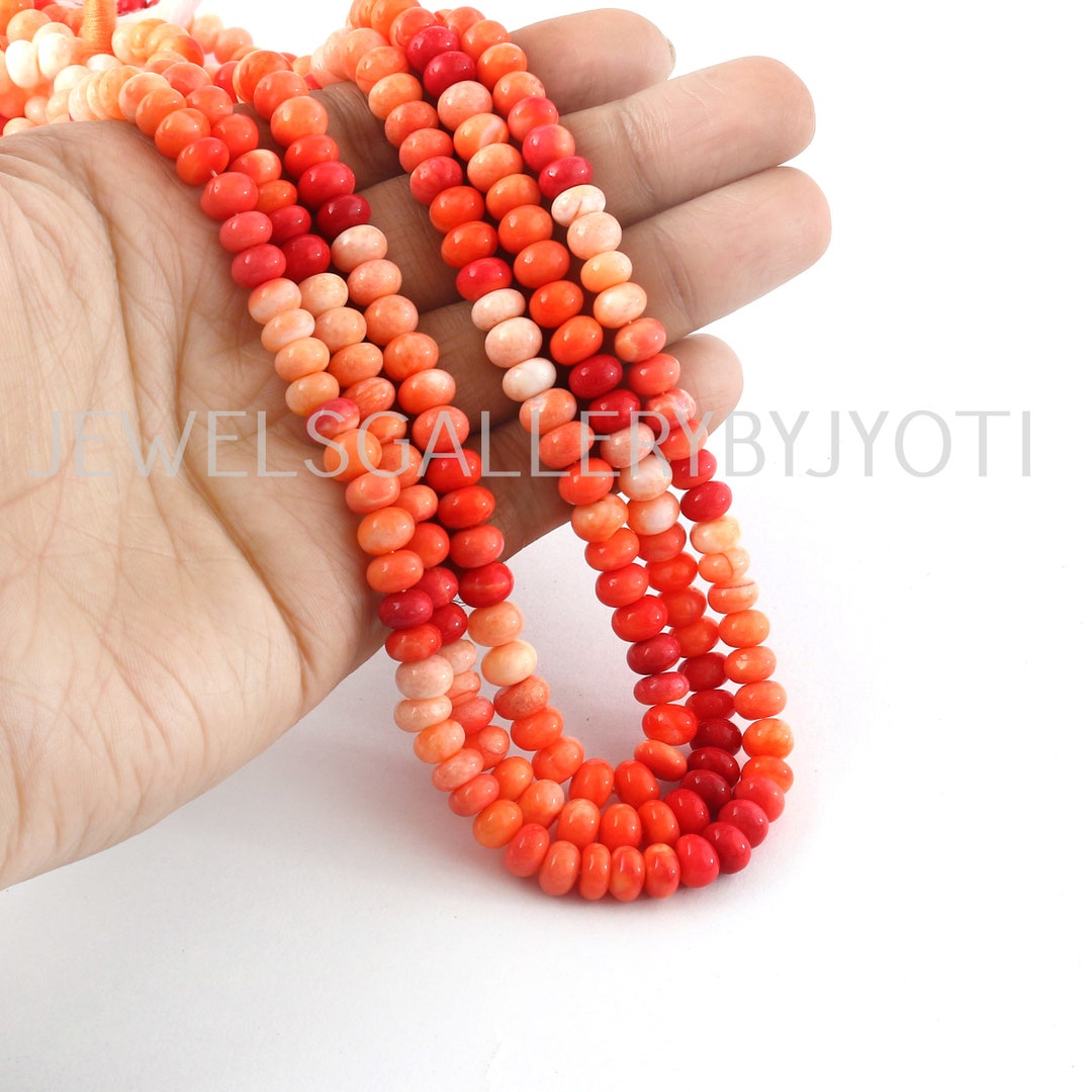 16" Long Strand Shaded Orange Opal Smooth Rondelles, Candy Opal Smooth ...