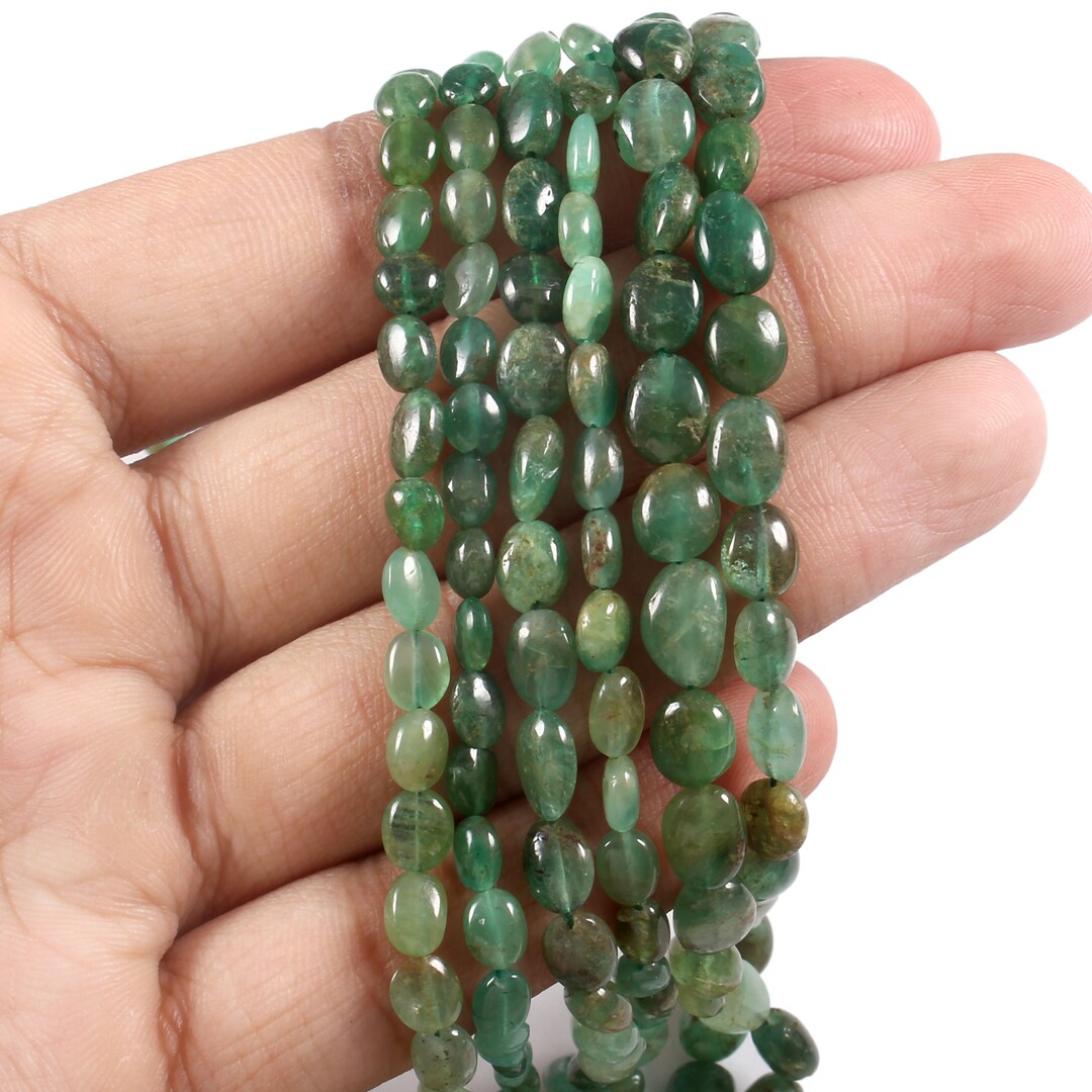 14 Inch Long Strand Zambian Emerald Smooth Nuggets, Emerald Shaded ...