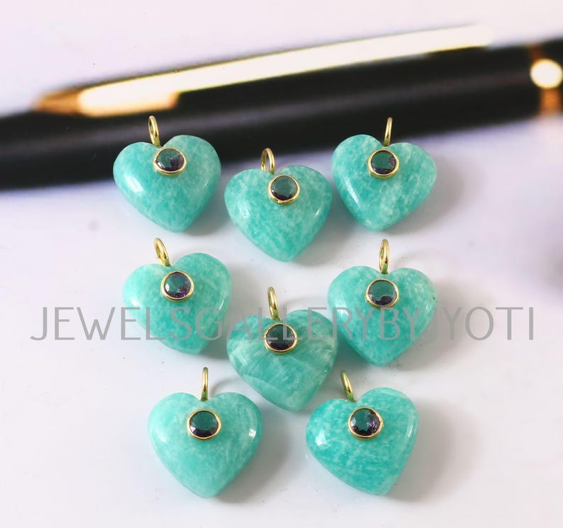 1/2 Pieces Peruvian Amazonite Smooth Heart Shape Sterling Silver ...