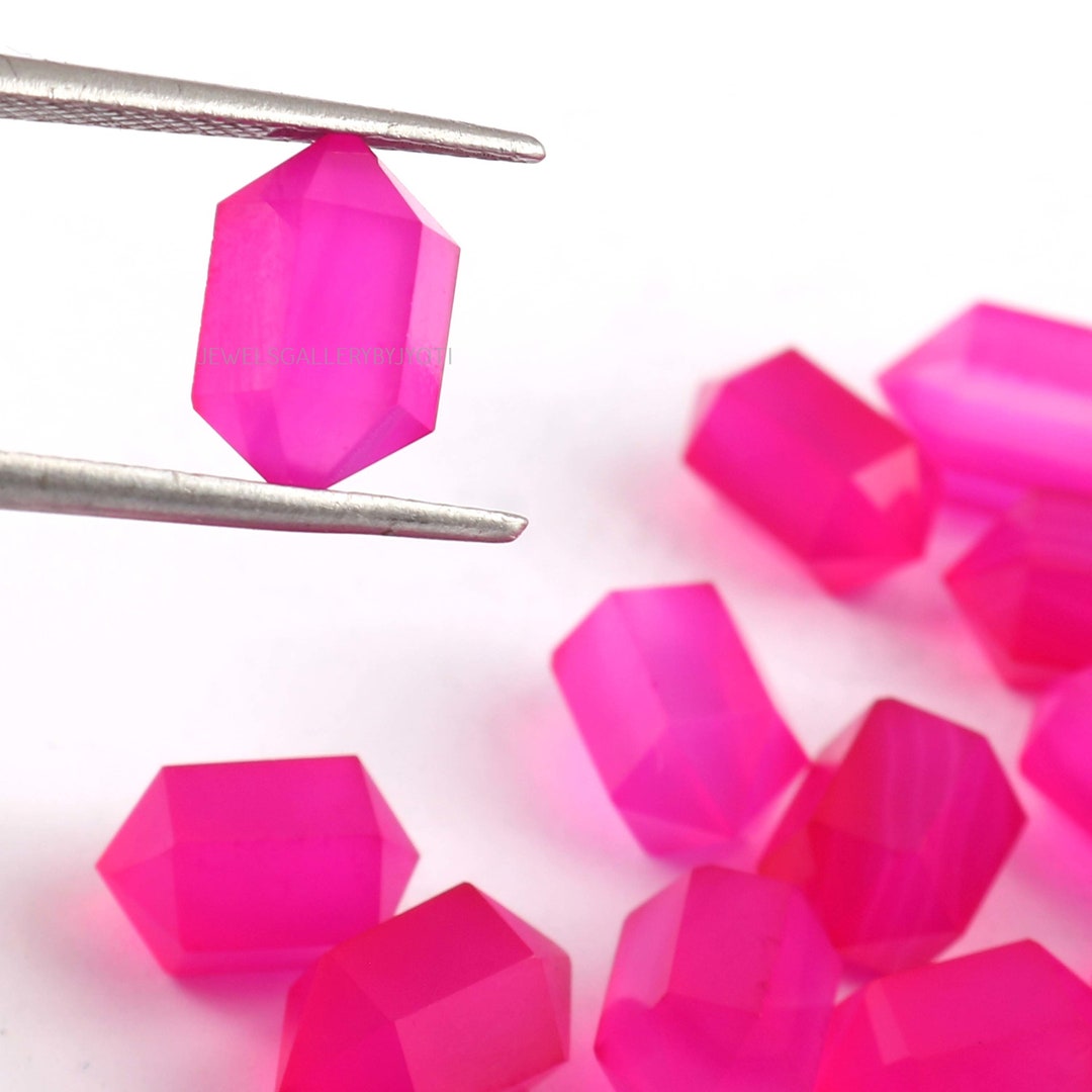 6 Pieces AAA Grade Hot Pink Chalcedony Quartz Double Pointed Shape ...