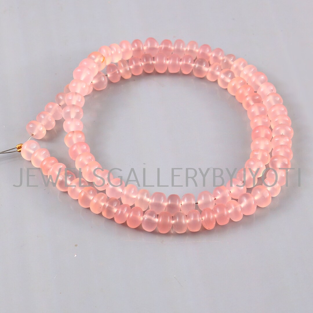 AAA Quality Rose Pink Chalcedony Smooth Rondelles, Rose Pink Chalcedony ...