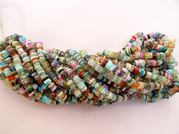 15 Inch Long Strand Multi Color Stones Smooth Wheels Multi | Etsy