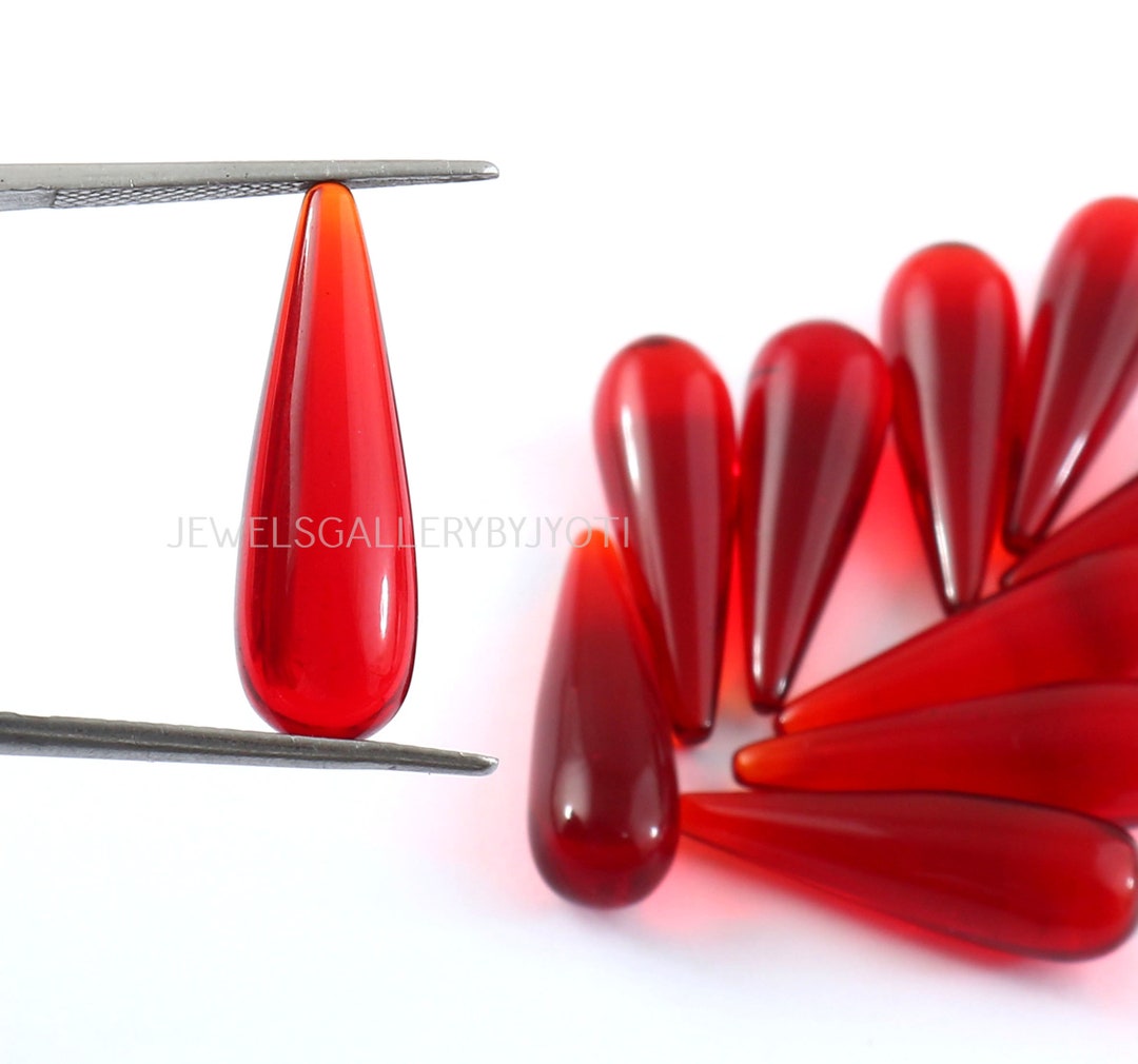 4 Pieces (2 Pairs) of Garnet Hydro Quartz Smooth Long Drops, Garnet ...