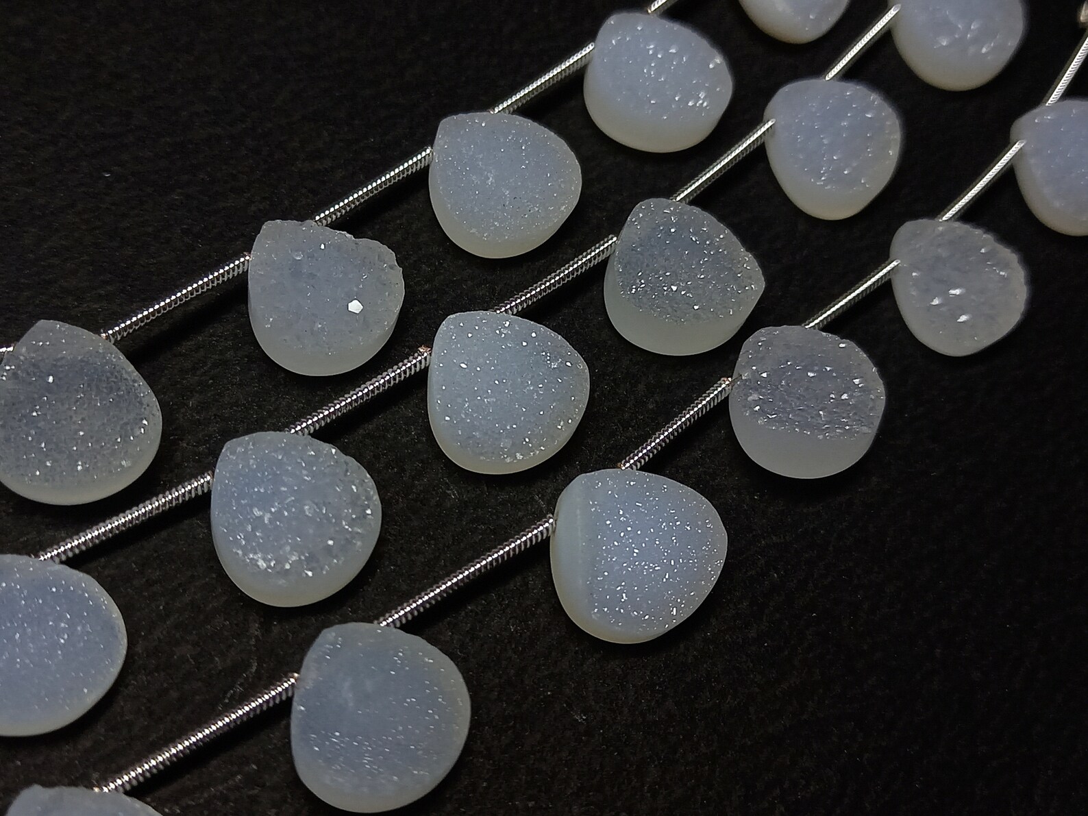 6 Pieces Of Natural White Druzy Hearts Briolettes White Druzy | Etsy