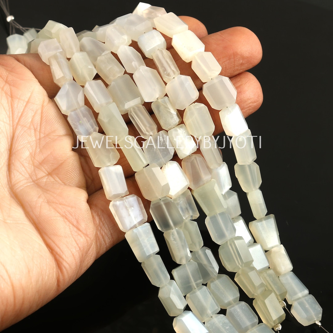 8 Inches Long Strand Nice Quality White Moonstone Faceted Nuggets ...