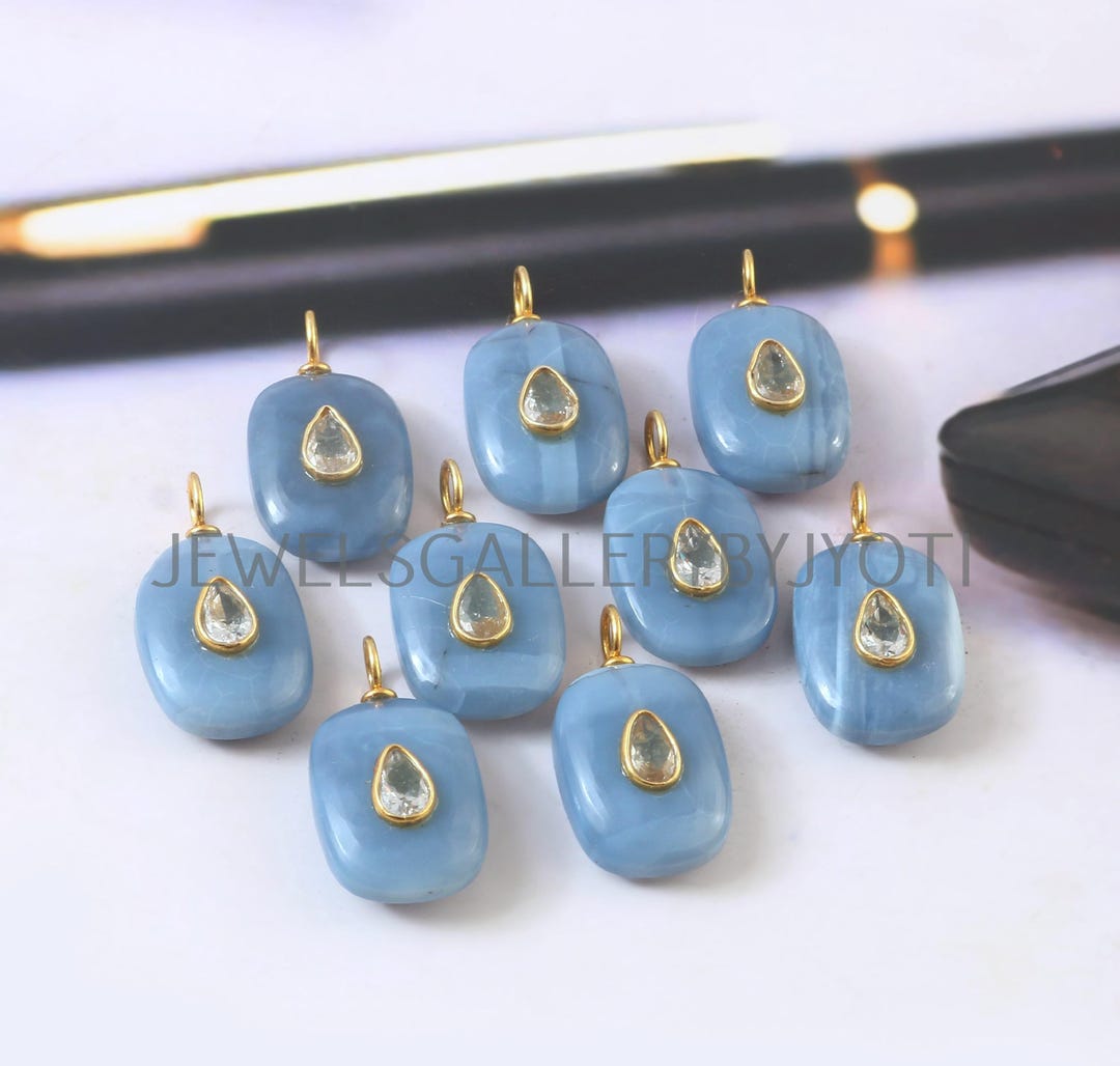 1/2 Pieces Oregon Blue Opal Cushion Shape Sterling Silver Pendant ...