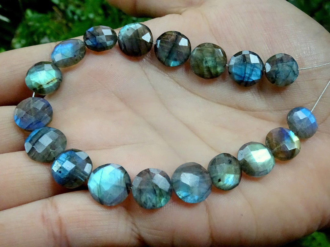 20 Pieces Bright Flashy Labradorite Faceted Coins, Labradorite Coin ...
