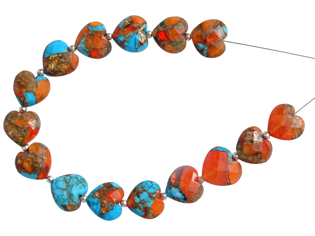 Oyster Copper Turquoise Faceted Heart Briolettes, Oyster Copper ...