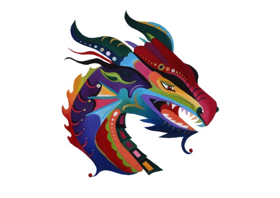 Mystical Colourful Dragon Power Print Child's Room | Etsy