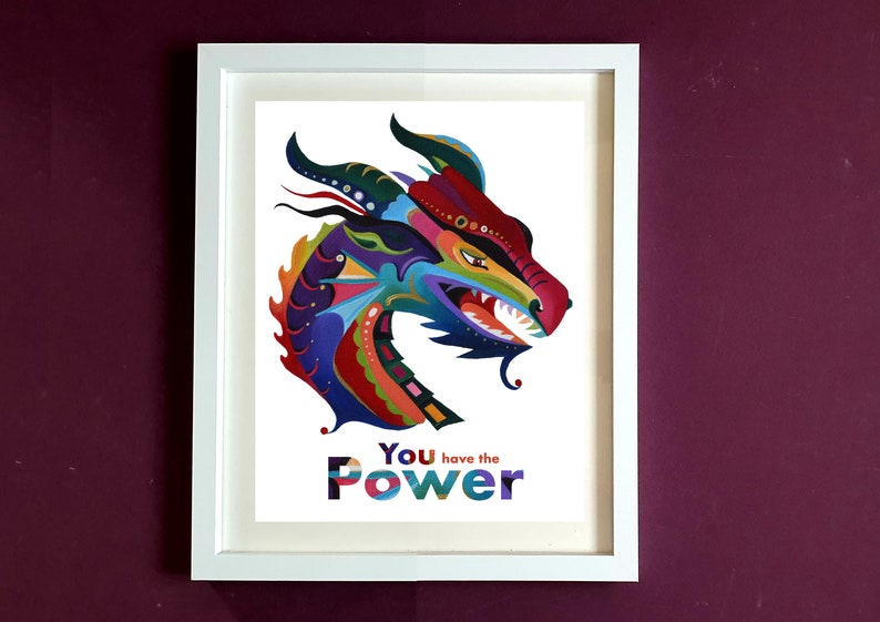 Mystical Colourful Dragon Power Print Child's Room | Etsy