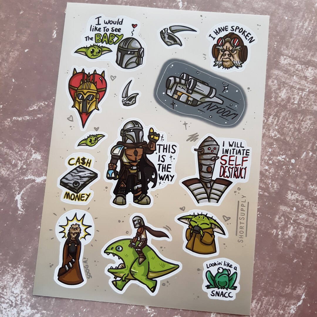 Mandalorian A5 Sticker Sheet - Vinyl Star Wars Stickers - Etsy
