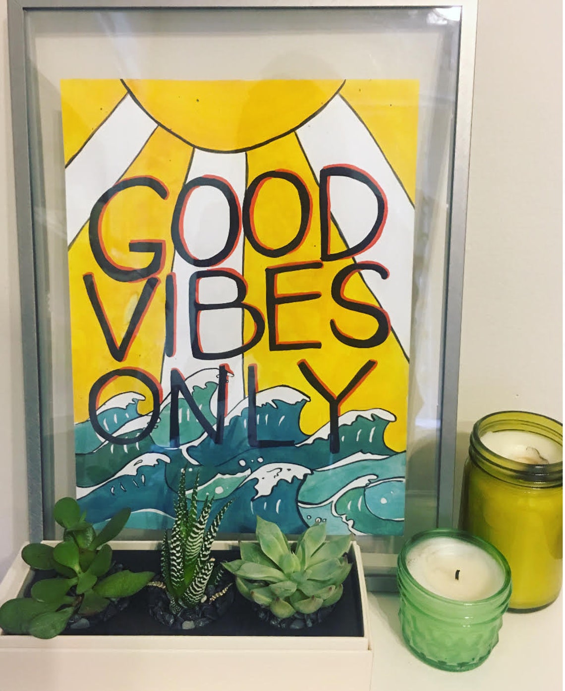 Good Vibes Only Art Painting Print Wall Hanging Beach Waves Sunshine - Etsy