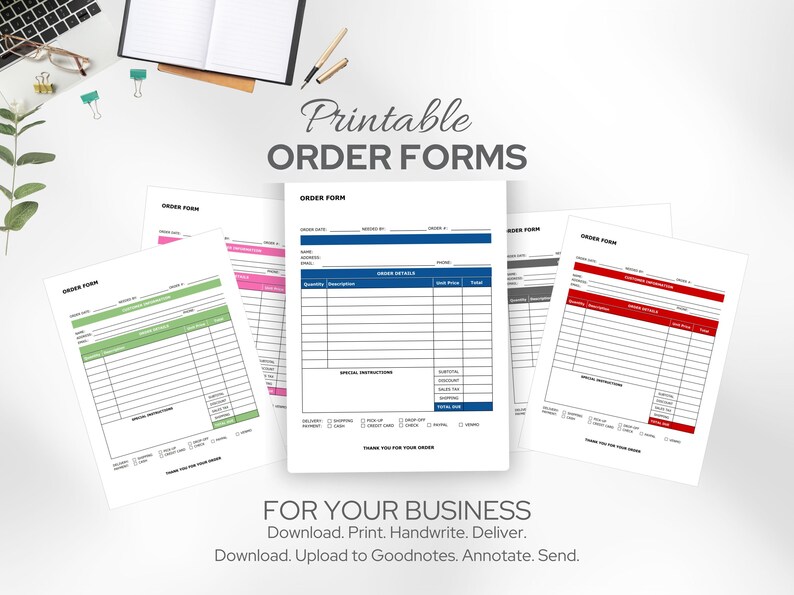 Printable Order Form Template Small Business Order Form Digital ...