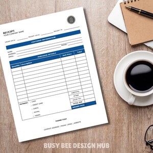 Editable Receipt Template Printable Small Business Digital Download ...