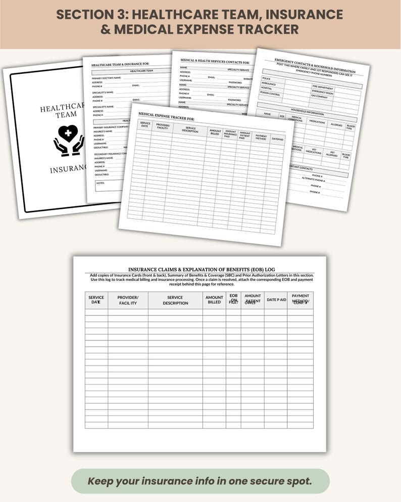 Editable Medical Binder Template | Health Record Organizer | Medical ...
