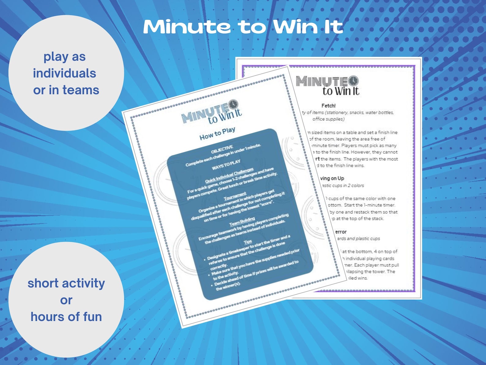 Minute to Win It Office Games: Team Building Activity (PDF) - Etsy