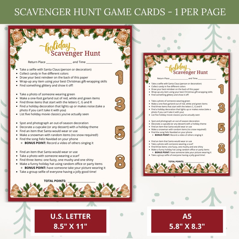 Christmas Scavenger Hunt Game Printable for Office Holiday Parties. Fun ...