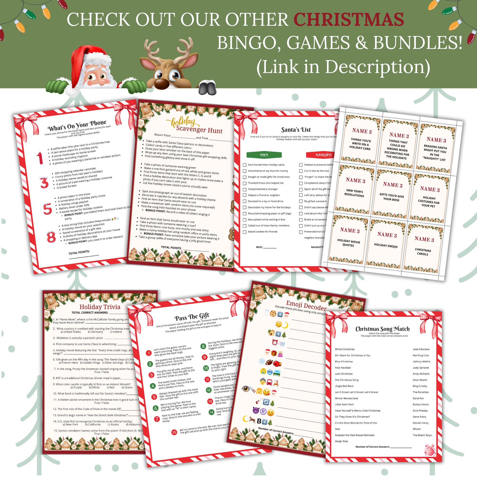 Christmas Scavenger Hunt Game Printable for Office Holiday Parties. Fun ...