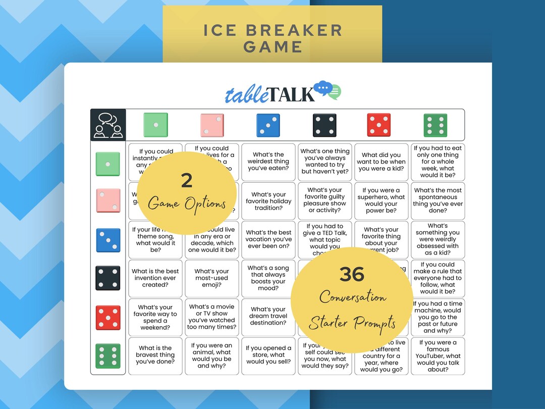 Table Talk Ice Breaker Game: Printable Conversation Starters (PDF) - Etsy