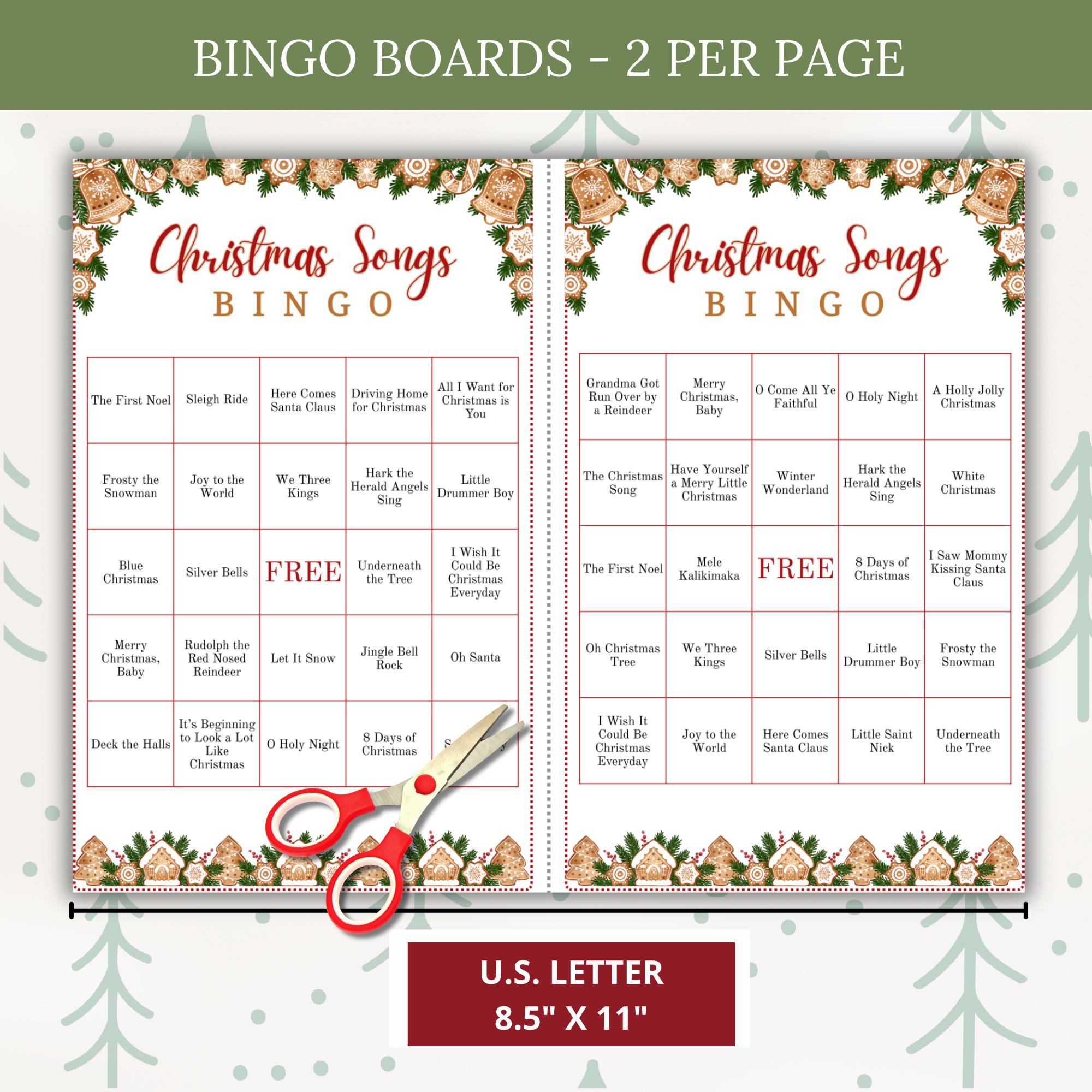 Christmas Songs Bingo Game for Adults - Printable 50 Bingo Cards in 3 ...