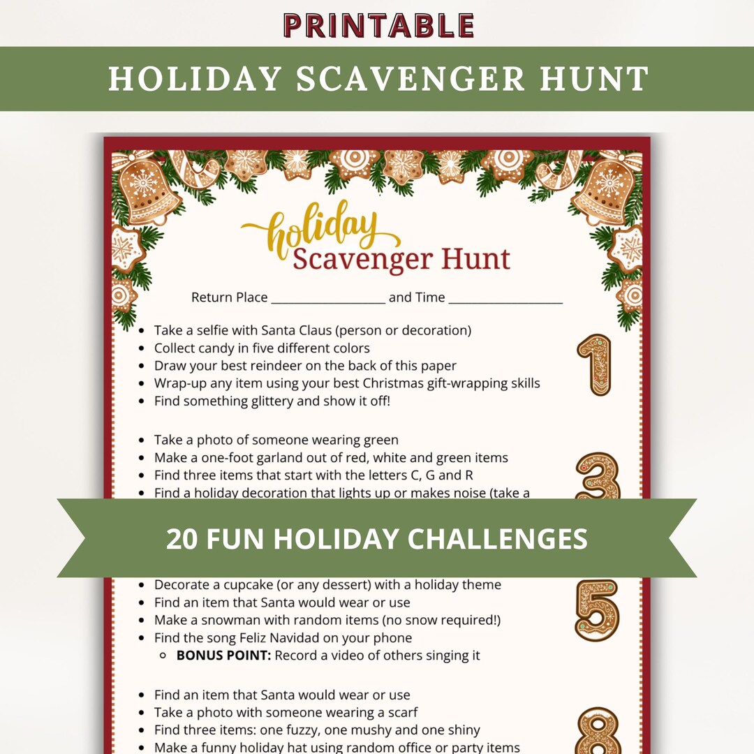 Christmas Scavenger Hunt Game Printable for Office Holiday Parties. Fun ...