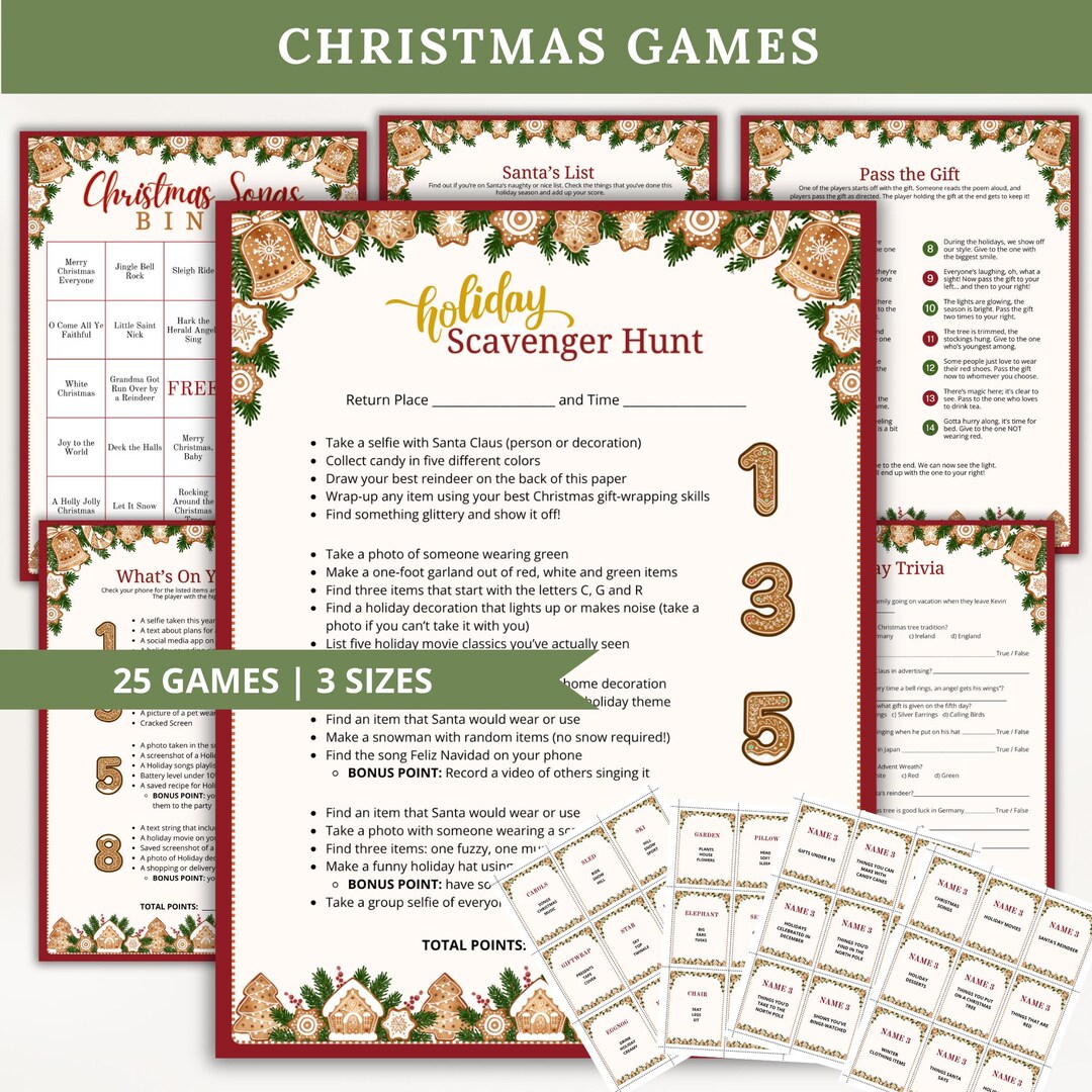 25 Christmas Games for Adults and Teens Printable. Instant Download ...
