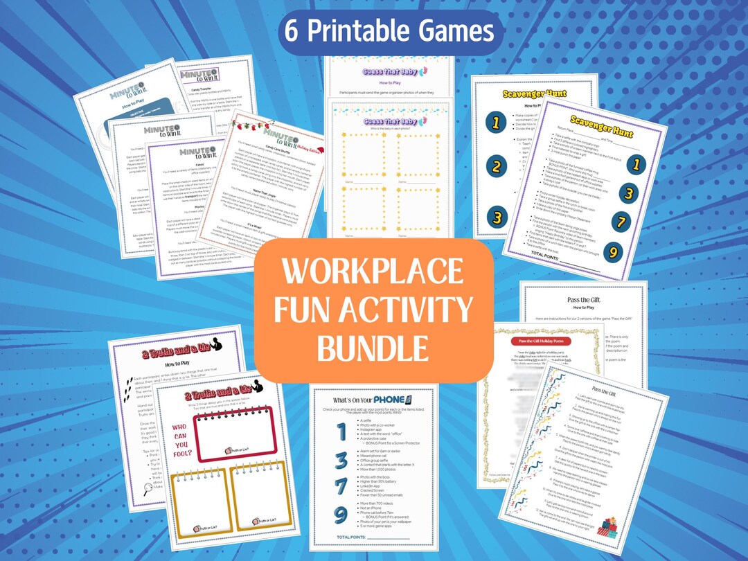 Printable Group Activity Bundle - 6 Games | Office Team Building Staff ...