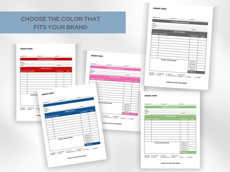 Printable Order Form Template Small Business Order Form Digital ...