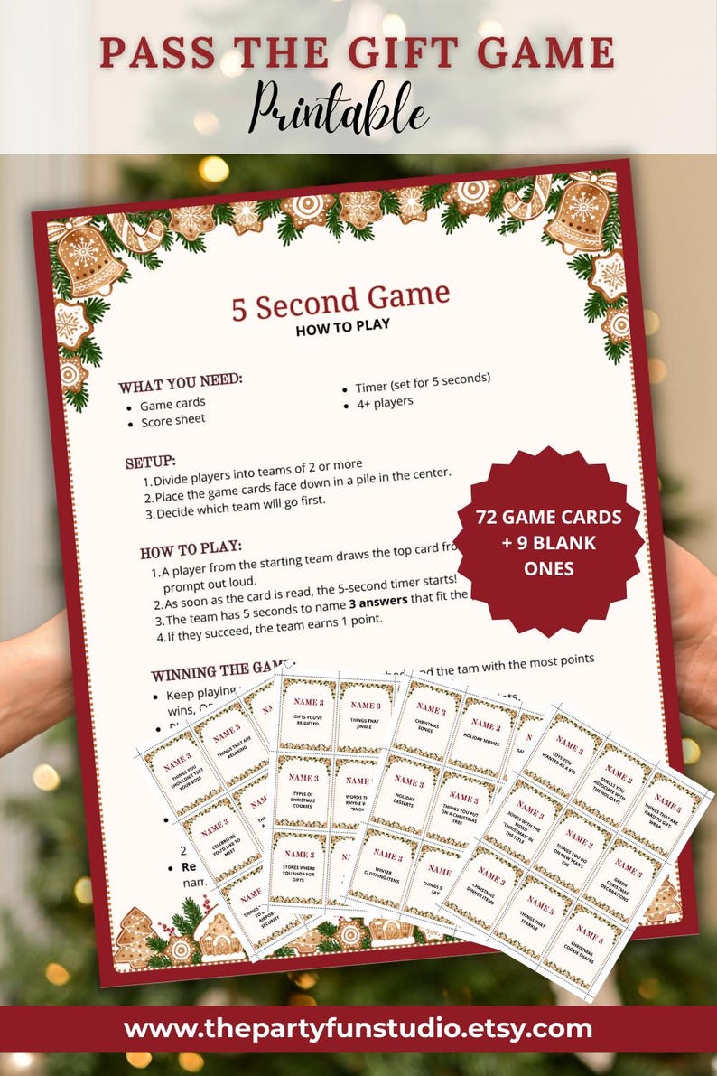 Christmas 5 Second Game Printable for Office Holiday Parties. Instant ...