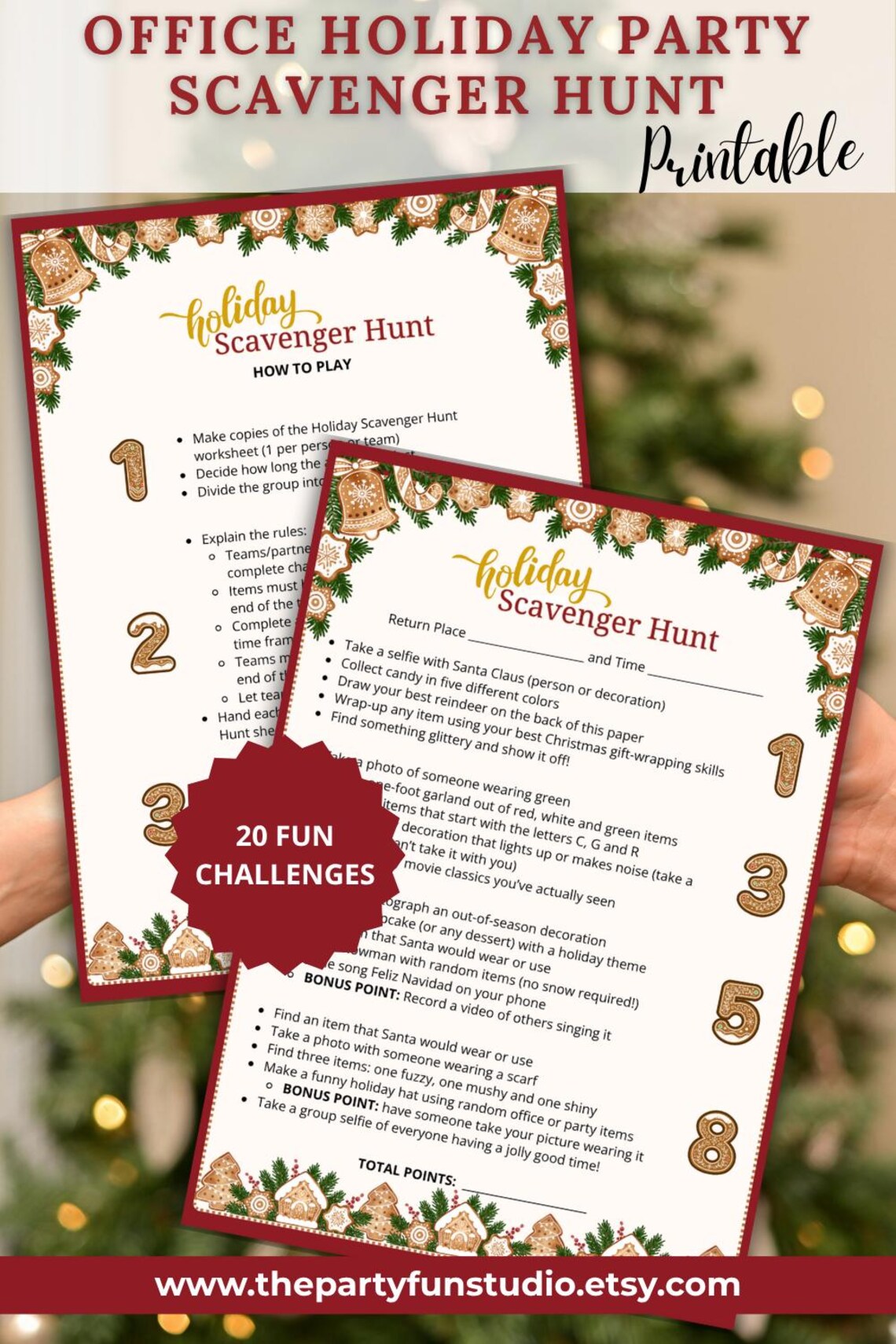 Christmas Scavenger Hunt Game Printable for Office Holiday Parties. Fun ...